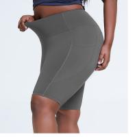 China Custom Logo Women Plus Size High Waist Yoga Shorts 280g Nylon Spandex for sale