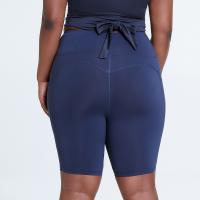China Custom Logo Women Plus Size High Waist Yoga Shorts 280g Nylon Spandex for sale