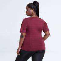 China Custom Logo Women Plus Size Yoga Wear ODM Burgundy Dri Fit Shirt XS-5XL for sale