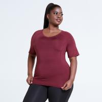 China Custom Logo Women Plus Size Yoga Wear ODM Burgundy Dri Fit Shirt XS-5XL for sale