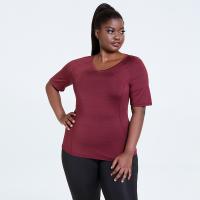 China Custom Logo Women Plus Size Yoga Wear ODM Burgundy Dri Fit Shirt XS-5XL for sale