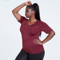 China Custom Logo Women Plus Size Yoga Wear ODM Burgundy Dri Fit Shirt XS-5XL for sale
