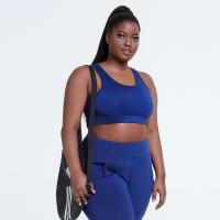 China BSCI Certified Plus Size Sports Bra 260g Polyester Spandex Tight Elastic Mesh Breathable Dry Fit Round Neck for sale