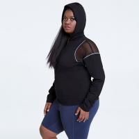 China OEM 200g Women Plus Size Long Sleeve Yoga Workout Hoodie with Mesh Shoulder for sale