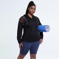 China OEM 200g Women Plus Size Long Sleeve Yoga Workout Hoodie with Mesh Shoulder for sale