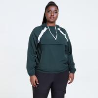 China Women Plus Size Yoga Hoodie White Splice Oversized Sports Long Sleeve Nylon Spandex 230g for sale