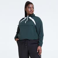 China Women Plus Size Yoga Hoodie White Splice Oversized Sports Long Sleeve Nylon Spandex 230g for sale