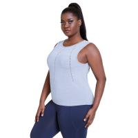 China Customizable Plus Size Yoga Tank Top Cotton Spandex Laser Cut Sleeveless XS-5XL for sale