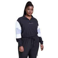 China Women's 100D Polyester Long Sleeve Crop Sweatshirt Three Quarter Zip Pullover XS-5XL for sale