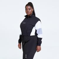 China Women's 100D Polyester Long Sleeve Crop Sweatshirt Three Quarter Zip Pullover XS-5XL for sale