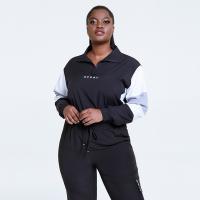 China Women's 100D Polyester Long Sleeve Crop Sweatshirt Three Quarter Zip Pullover XS-5XL for sale