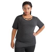 China BSCI Certified Plus Size Women Yoga Wear Dry Fit Dark Grey Sports T Shirt XS-5XL for sale