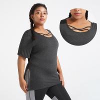 China BSCI Certified Plus Size Women Yoga Wear Dry Fit Dark Grey Sports T Shirt XS-5XL for sale