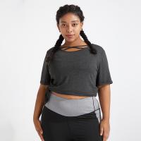 China BSCI Certified Plus Size Women Yoga Wear Dry Fit Dark Grey Sports T Shirt XS-5XL for sale