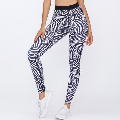 China Custom Leopard Print Yoga Leggings Women Elastic Waistband Workout Pants 280g Polyester Spandex for sale