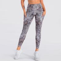 China High Waisted Leopard Print Gym Leggings with Pocket 280g Polyester Spandex XS-5XL for sale