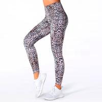 China High Waisted Leopard Print Gym Leggings with Pocket 280g Polyester Spandex XS-5XL for sale