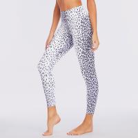 China High Waisted Leopard Print Gym Leggings with Pocket 280g Polyester Spandex XS-5XL for sale