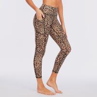 China High Waisted Leopard Print Gym Leggings with Pocket 280g Polyester Spandex XS-5XL for sale