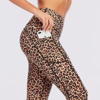 China High Waisted Leopard Print Gym Leggings with Pocket 280g Polyester Spandex XS-5XL for sale