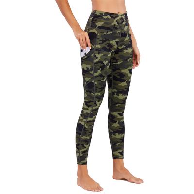 China Custom Camo Army Green Women Yoga Leggings 280g Polyester Spandex Workout Pants XS-5XL for sale