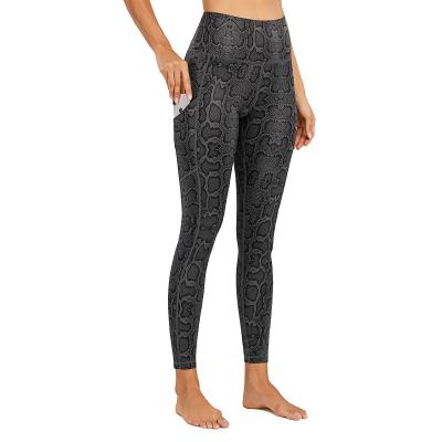 China OEM  Flatlock Stitching Snakeskin Print Workout Leggings stretchable yoga pants for sale