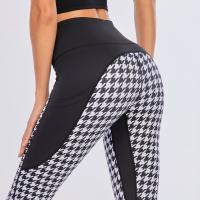 China Black Splice Houndstooth Workout Leggings 280g Body Shaping Yoga Pants for Women for sale