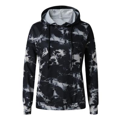 China Custom OEM Women Smoke Blackened Pullover Hoodie 260g Polyester Spandex Long Sleeve for sale