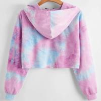 China Custom Long Sleeve Dip Dye Crop Hoodies for Women 260g Polyester Spandex XS-5XL for sale