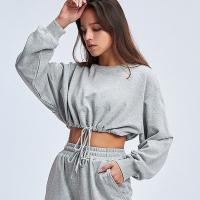 China Women Winter Running Crop Top and Jogger Pants Set 260g Polyester Spandex Custom Size XS-5XL for sale