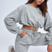 China Women Winter Running Crop Top and Jogger Pants Set 260g Polyester Spandex Custom Size XS-5XL for sale