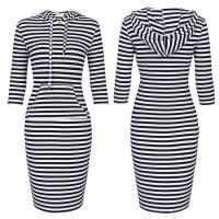 China Women Knitted Long Sleeve Hoodie Dress 260g Cotton Spandex Workout Dress XS-5XL for sale