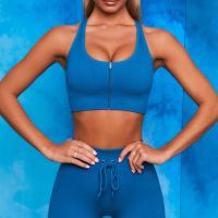 China Custom OEM Front Zip Sports Bra Plus Size 260g Cotton Polyester Spandex for sale