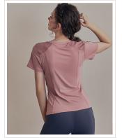 China OEM ODM Women's Sports T Shirt Pink Mesh Splice Dry Fit Running Tee 180gsm for sale