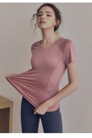 China OEM ODM Women's Sports T Shirt Pink Mesh Splice Dry Fit Running Tee 180gsm for sale