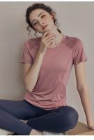 China OEM ODM Women's Sports T Shirt Pink Mesh Splice Dry Fit Running Tee 180gsm for sale