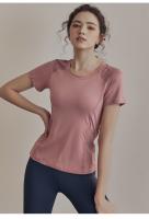 China OEM ODM Women's Sports T Shirt Pink Mesh Splice Dry Fit Running Tee 180gsm for sale