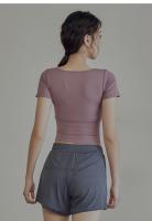 China Custom OEM Big Neck Crop Top T Shirt Polyester Spandex 180GSM XS-5XL for sale