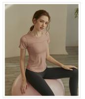China 180g Polyester Spandex Women's Slim Fit Gym T-Shirt Round Neck Short Sleeve Custom Logo for sale