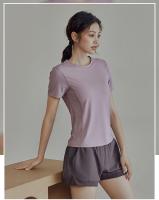 China Richee Women's Athletic T Shirt Flatlock Stitching Polyester Spandex 160gsm Fitness T Shirt for sale