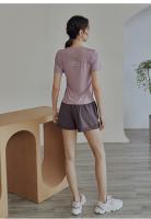 China Richee Women's Athletic T Shirt Flatlock Stitching Polyester Spandex 160gsm Fitness T Shirt for sale