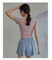 China Women's Cross Front Cropped Workout Tee Cotton Spandex XS to 5XL Custom OEM for sale