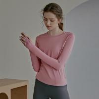 China Nylon Spandex Women's Long Sleeve Gym T Shirt Flatlock Stitching Athletic Wear XS-5XL for sale