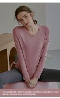 China Nylon Spandex Women's Long Sleeve Gym T Shirt Flatlock Stitching Athletic Wear XS-5XL for sale