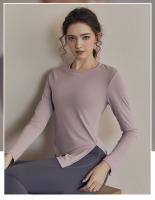 China OEM ODM Women Yoga Sweatshirt Side Slit Full Sleeve Workout Shirt Nylon Spandex 180GSM for sale