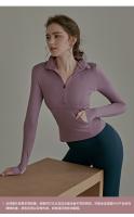China Custom Logo Women 3/4 Zip Front Long Sleeve Running Top Dry Fit Nylon Spandex XS-5XL for sale