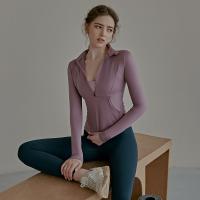 China Custom Logo Women 3/4 Zip Front Long Sleeve Running Top Dry Fit Nylon Spandex XS-5XL for sale
