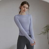 China Women Thumb Hole Workout Crew Neck Sweatshirt Nylon Spandex 180gsm Custom Size XS-5XL for sale