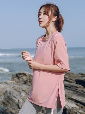 China OEM ODM Women's Side Split T Shirt Athletic Activewear 180g Polyester Spandex for sale