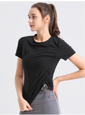 China Custom Black Crew Neck T Shirt Women Athletic Polyester Spandex 180g XS-5XL for sale